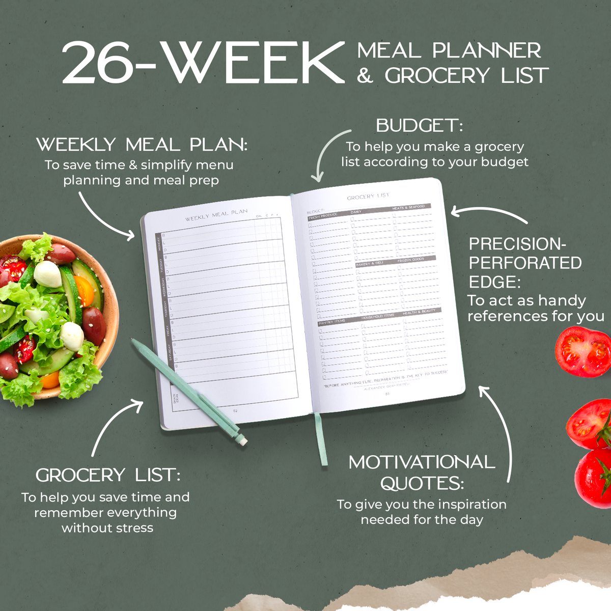Weekly Meal Planner and Fitness Tracker - Log Workouts, Track Food & M